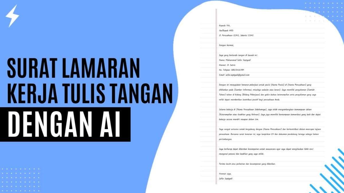 Surat Lamaran Kerja Tulis Tangan dengan AI - Safar Septyadi